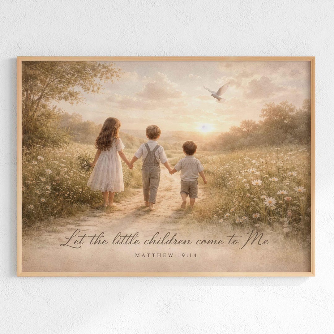 Christian Nursery Wall Art Vintage Let Little Children Come to Me ...