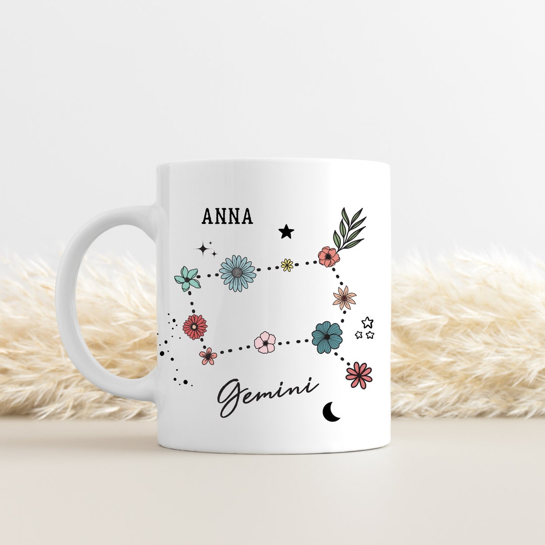 Personalized Floral Zodiac Sign Mug Astrology Gift for Her - Etsy