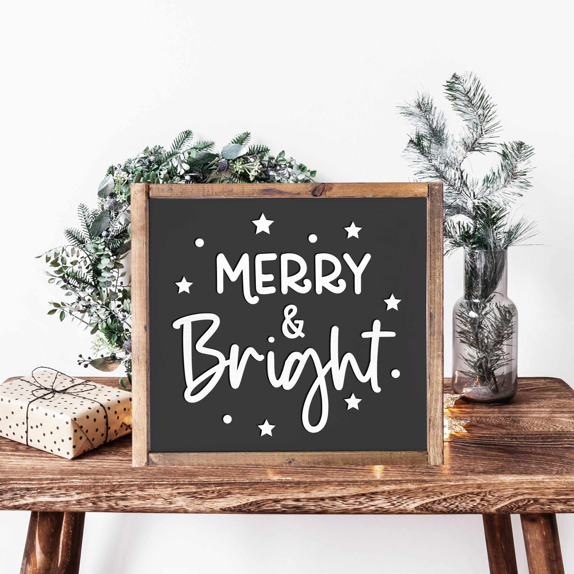 Christmas Sign Wooden Merry and Bright 3d, Christmas Wall Decor, Rustic ...