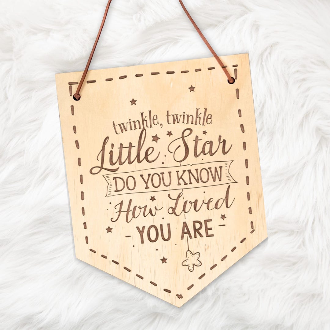 Twinkle Twinkle Little Star Nursery Hanging Wood Sign, Gender Neutral ...