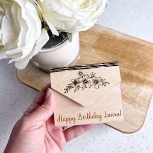 Personalized Wooden Gift Card Holder, Unique Custom Birthday Card ...