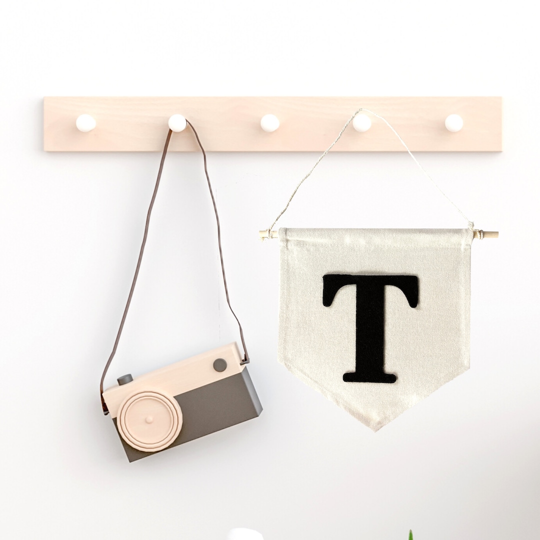 Felt Letter Canvas Banner, Initial Wall Decor, Custom Pennant Flag, Boy ...