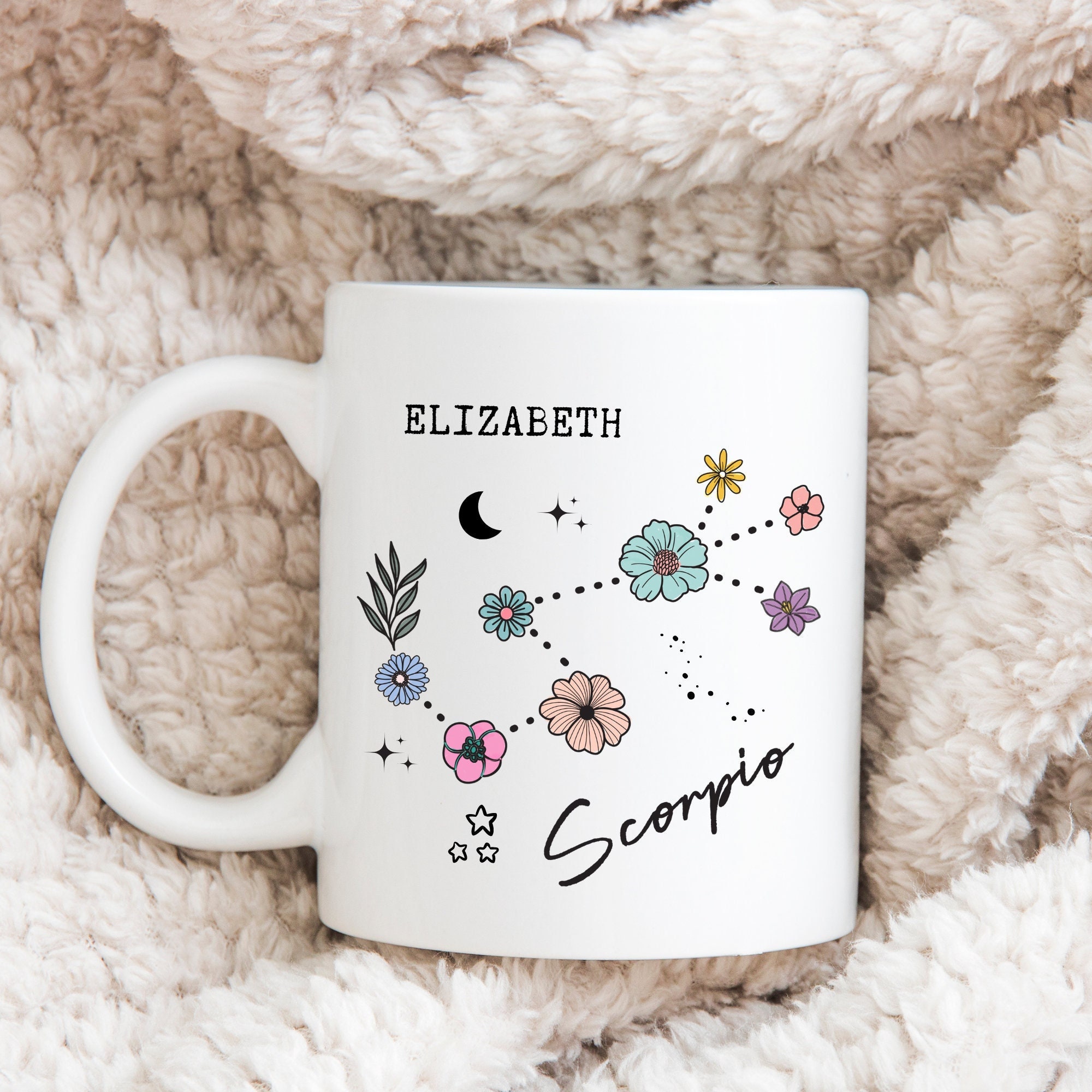 Personalized Floral Zodiac Sign Mug Astrology Gift for Her - Etsy