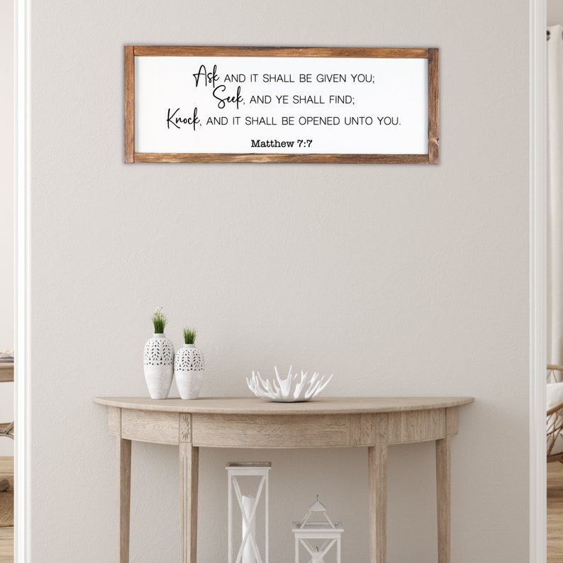 Ask Seek Knock Matthew 7:7 Wood Sign Scripture Wall Decor - Etsy