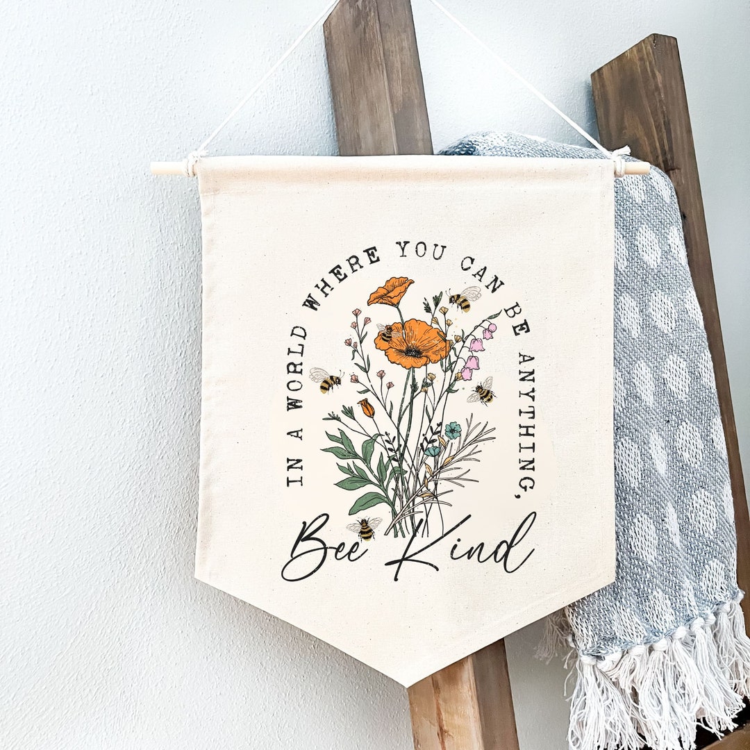 Kindness Wall Hanging Canvas Banner, Bee Kind Boho Wall Decor ...