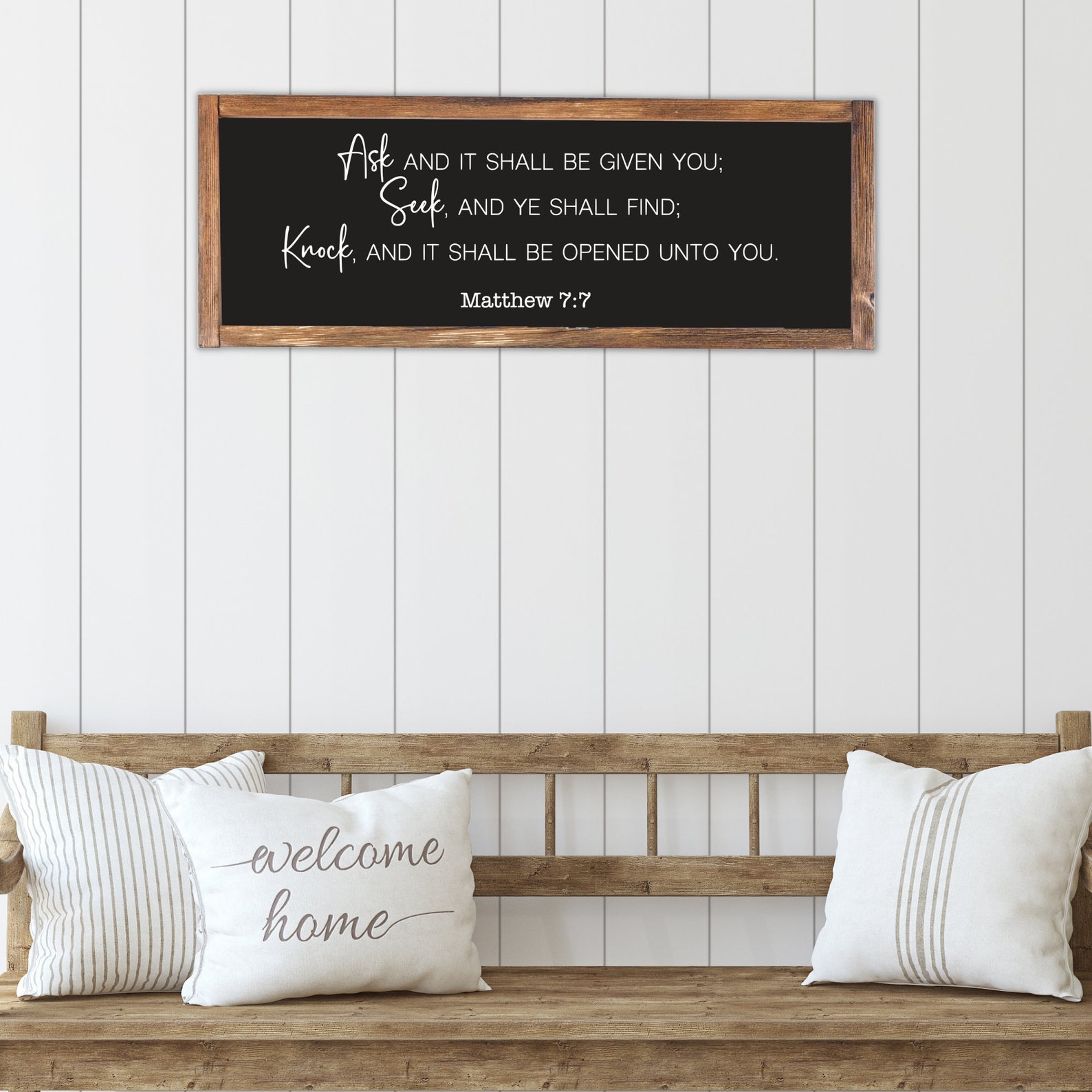 Ask Seek Knock Matthew 7:7 Wood Sign Scripture Wall Decor - Etsy