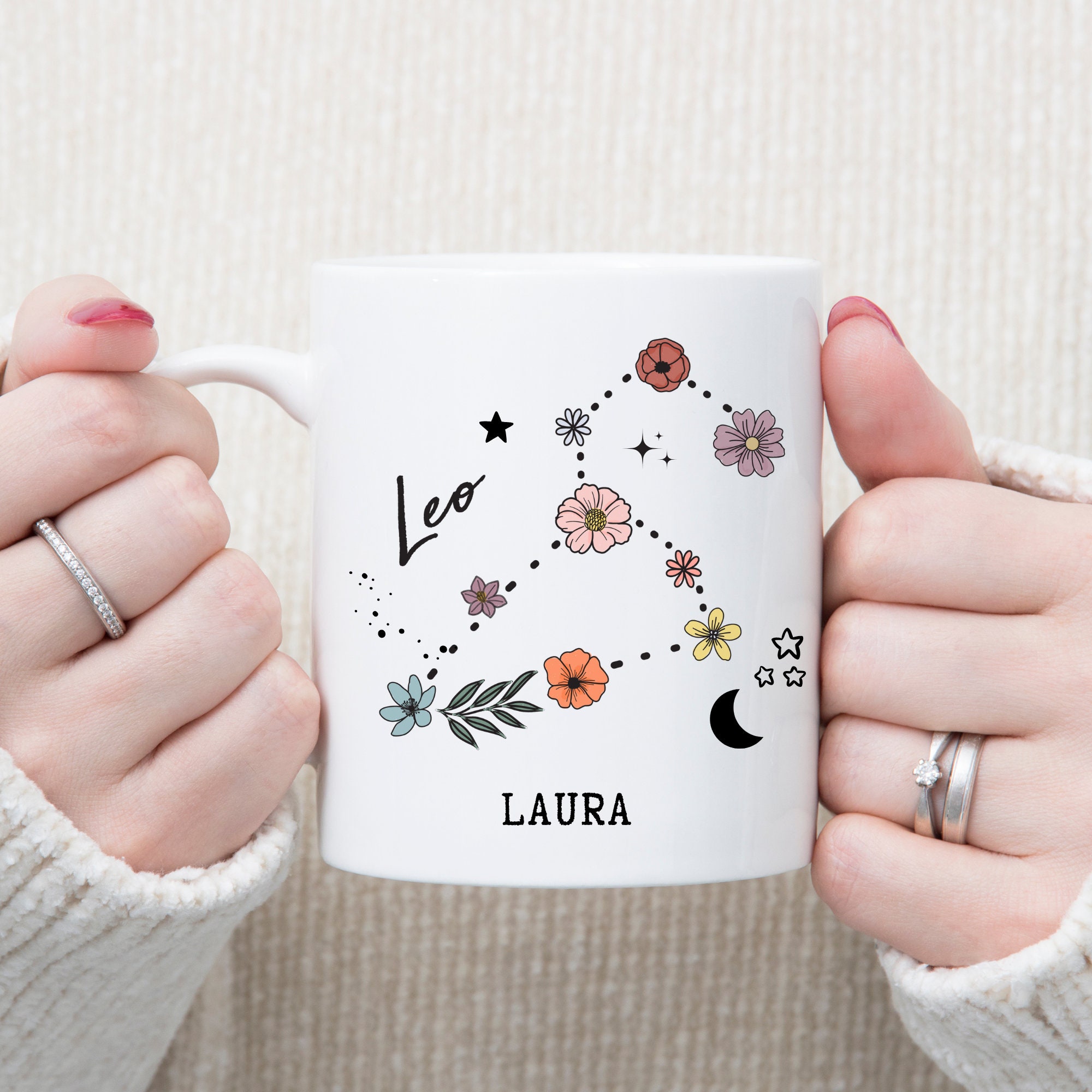Personalized Floral Zodiac Sign Mug Astrology Gift for Her - Etsy