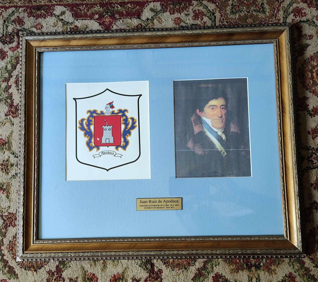 Framed Coat of Arms and Picture of Governor Apodaca 1812-1816 - Etsy