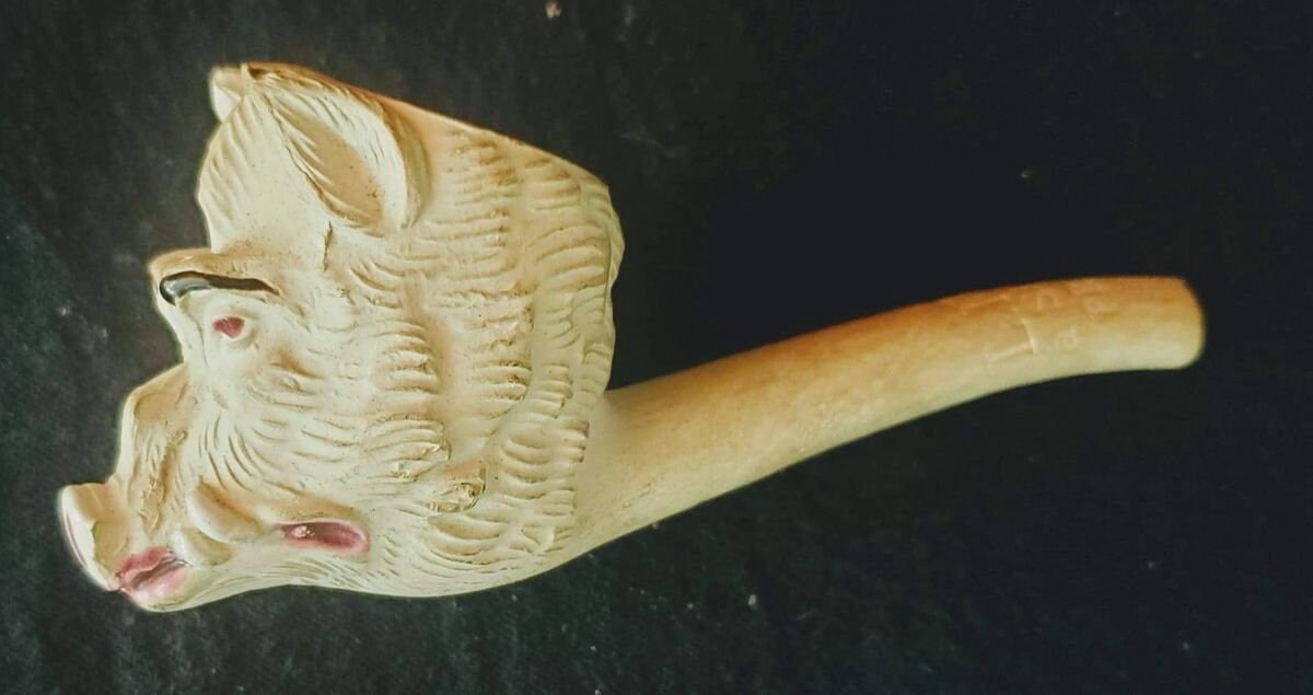 L. Fiolet devilish Wild Boar Antique White Clay Pipe - Etsy