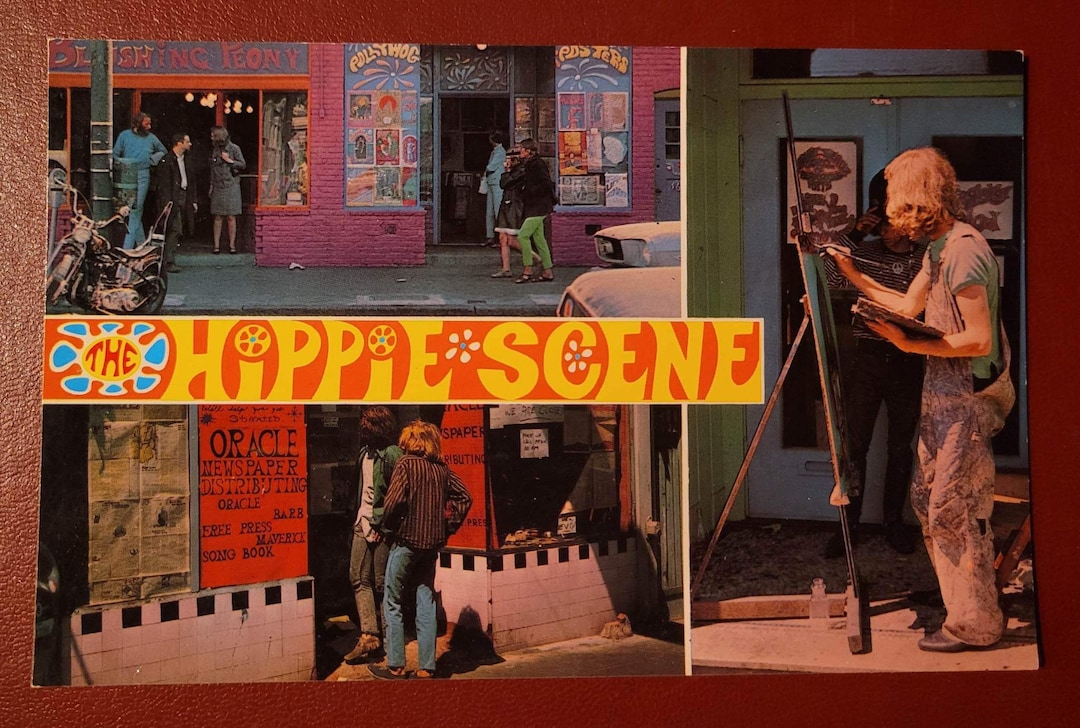 The Hippie Scene Postcard - Etsy