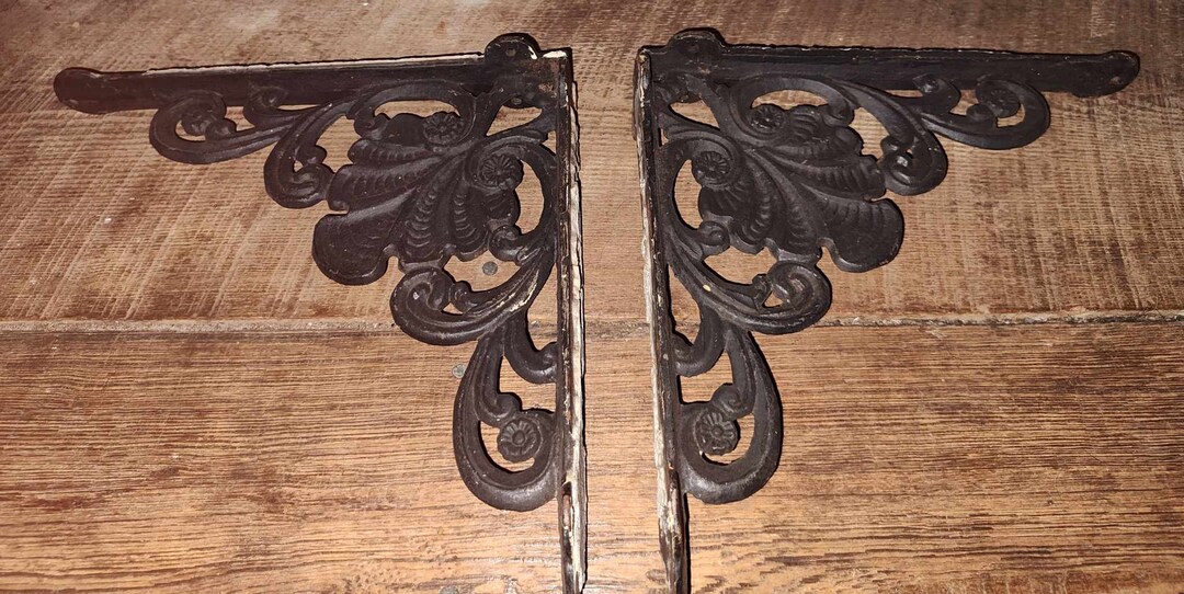 Antique Heavy Cast Iron Brackets - Etsy
