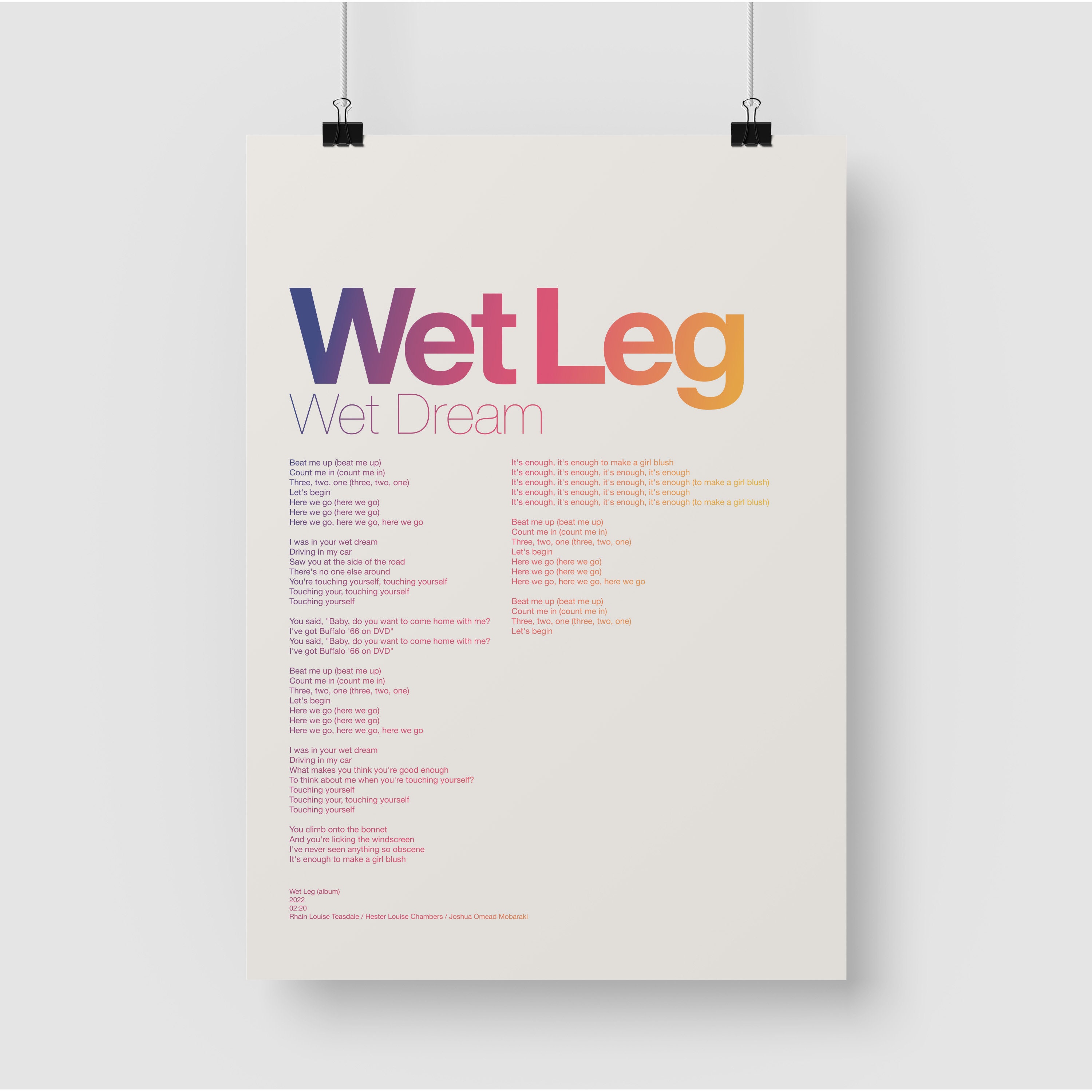 Wet Leg Tour UK 2023 Poster (Und), Wet Leg Rock Band Concert Merch, Wet ...