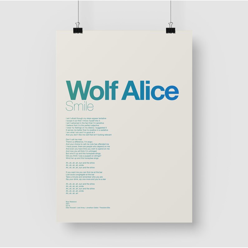 Wolf Alice Smile Blue Weekend Indie Music Music Icons - Etsy UK
