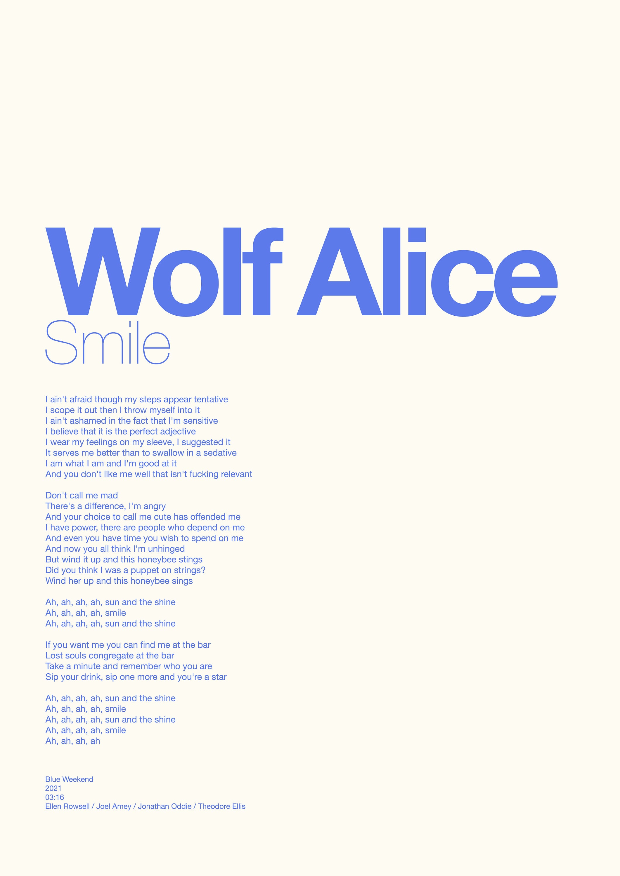 Wolf Alice Smile Blue Weekend Indie Music Music Icons - Etsy UK