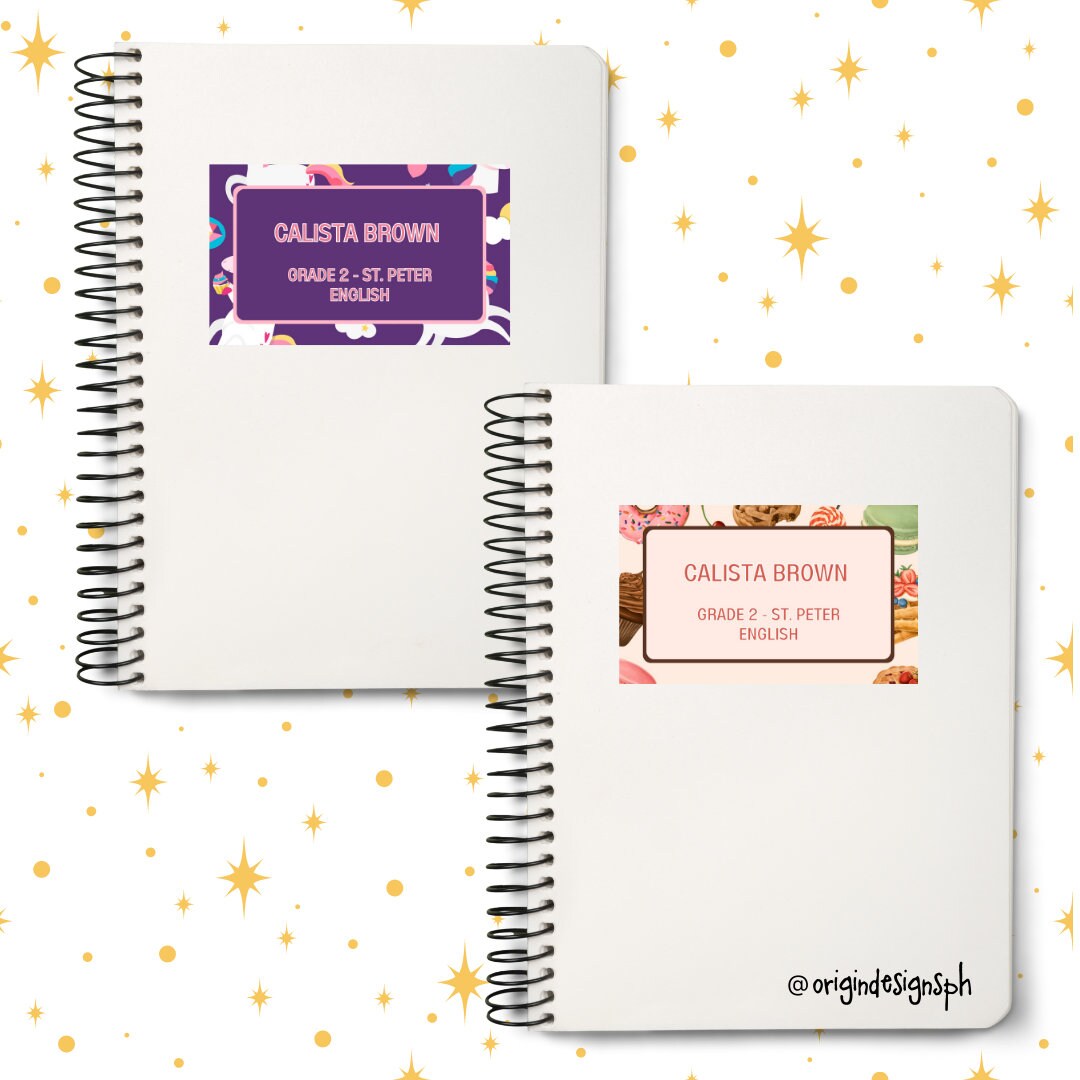 Notebook Name Label Sticker-canva Notebook Label Template-canva ...