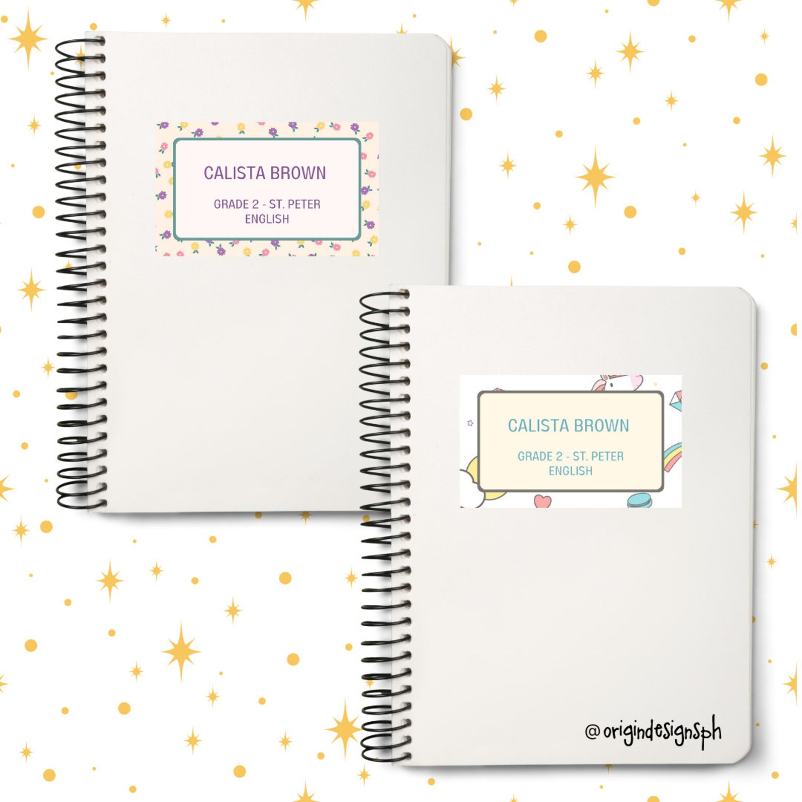 Notebook Name Label Sticker-canva Notebook Label Template-canva ...