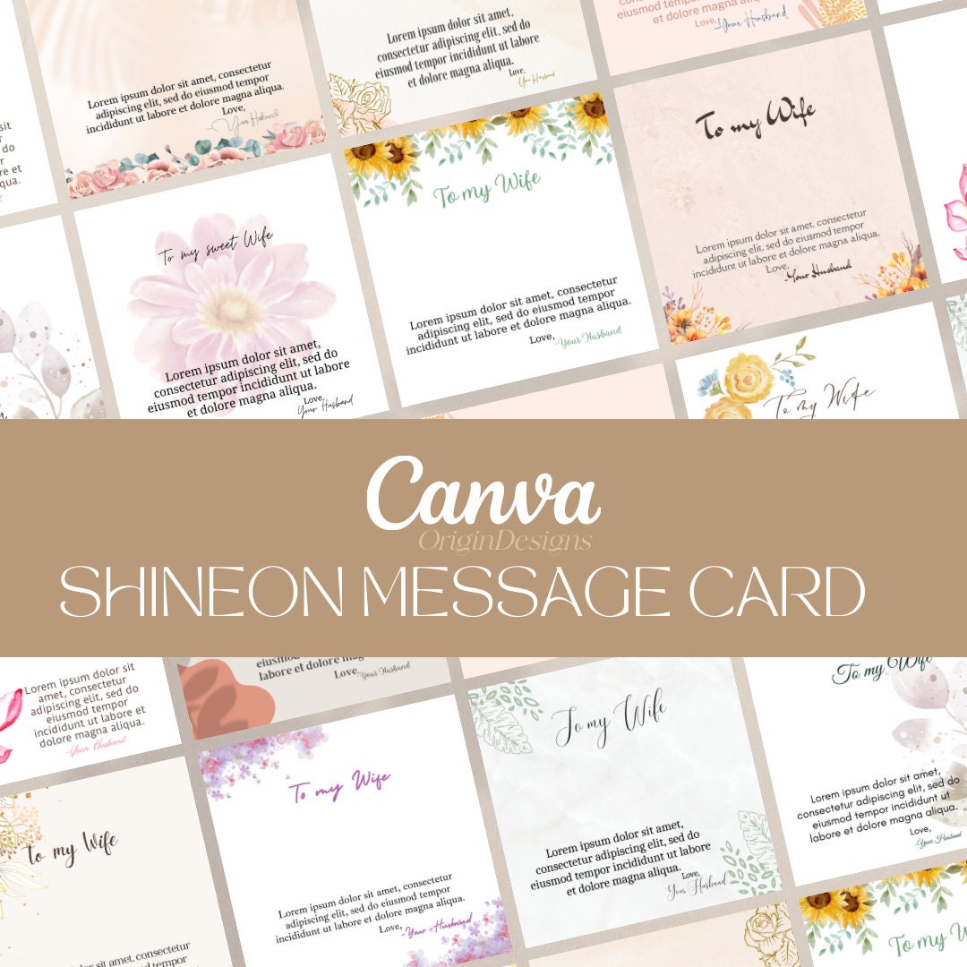 Shineon Message Card Templates-canva Templates-editable Templates ...