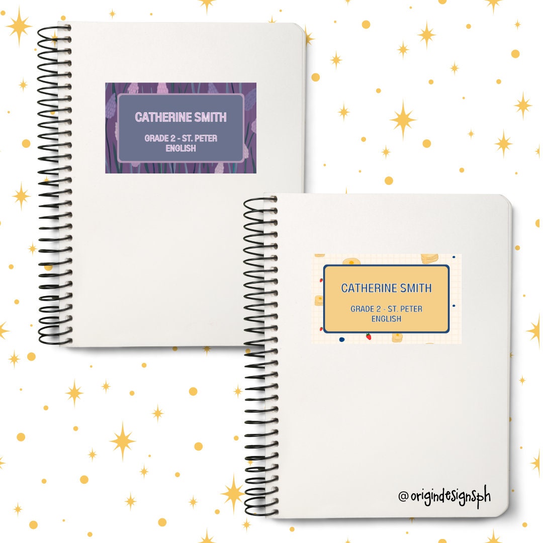 Notebook Name Label Sticker-canva Notebook Label - Etsy