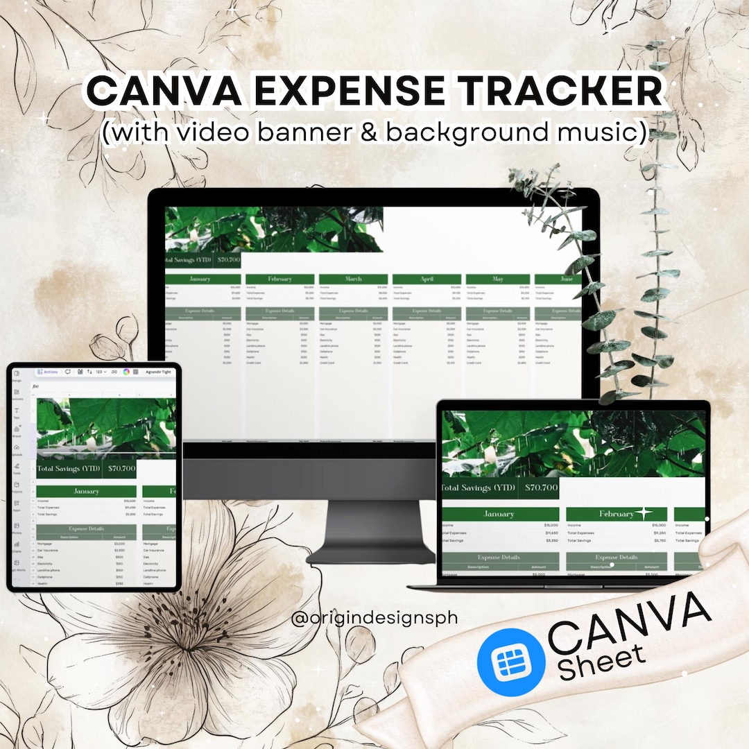 Canva Template Sheet Expense Tracker Template Income Spreadsheet ...