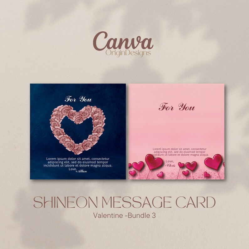 Shineon Message Card Templates-canva Editable Templates-printable ...