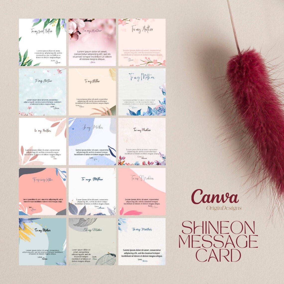 Shineon Message Card Templates-canva Templates-editable - Etsy