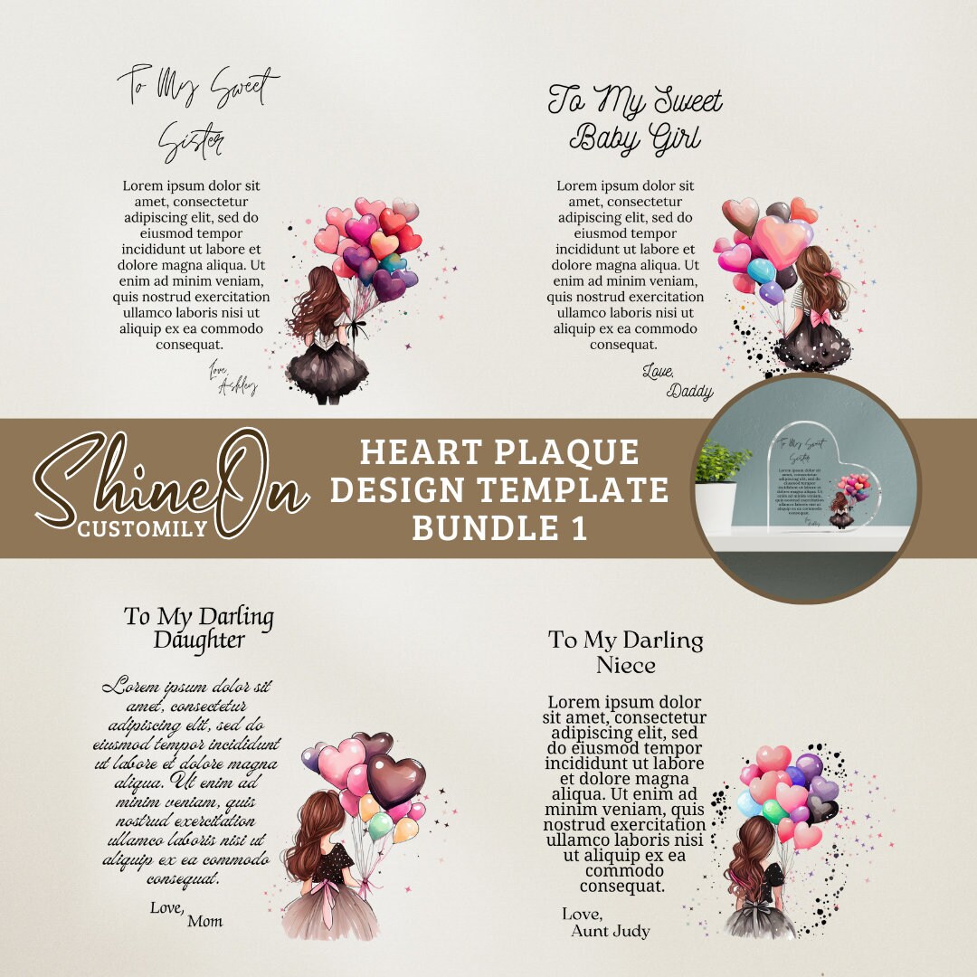 Shineon Heart Plaque Design-canva Plaque Template-customily Heart ...