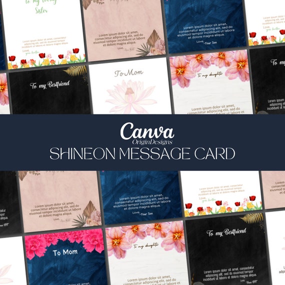 Shineon Message Card Templates-canva Templates-editable - Etsy