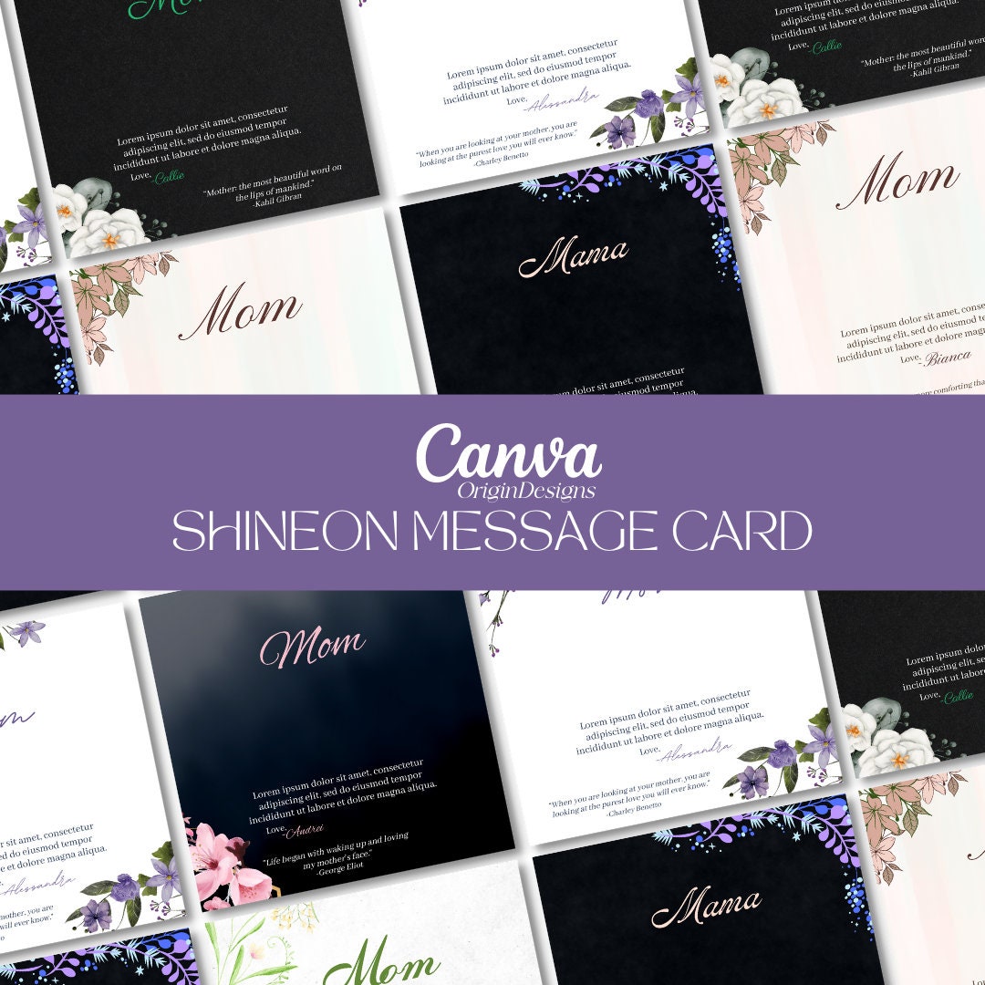 Shineon Message Card Templates-canva Editable Templates-printable ...