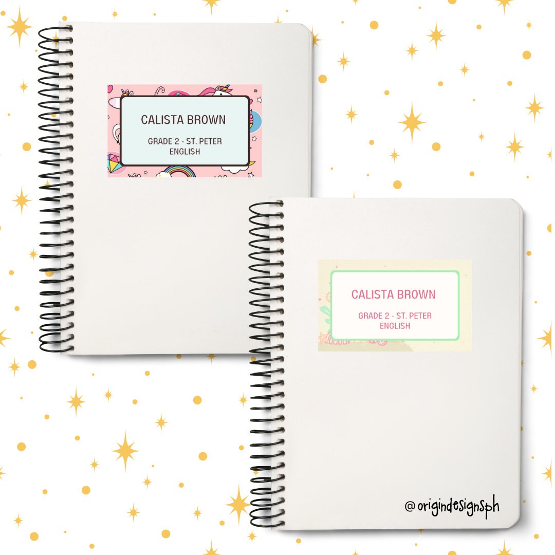 Notebook Name Label Sticker-canva Notebook Label Template-canva ...