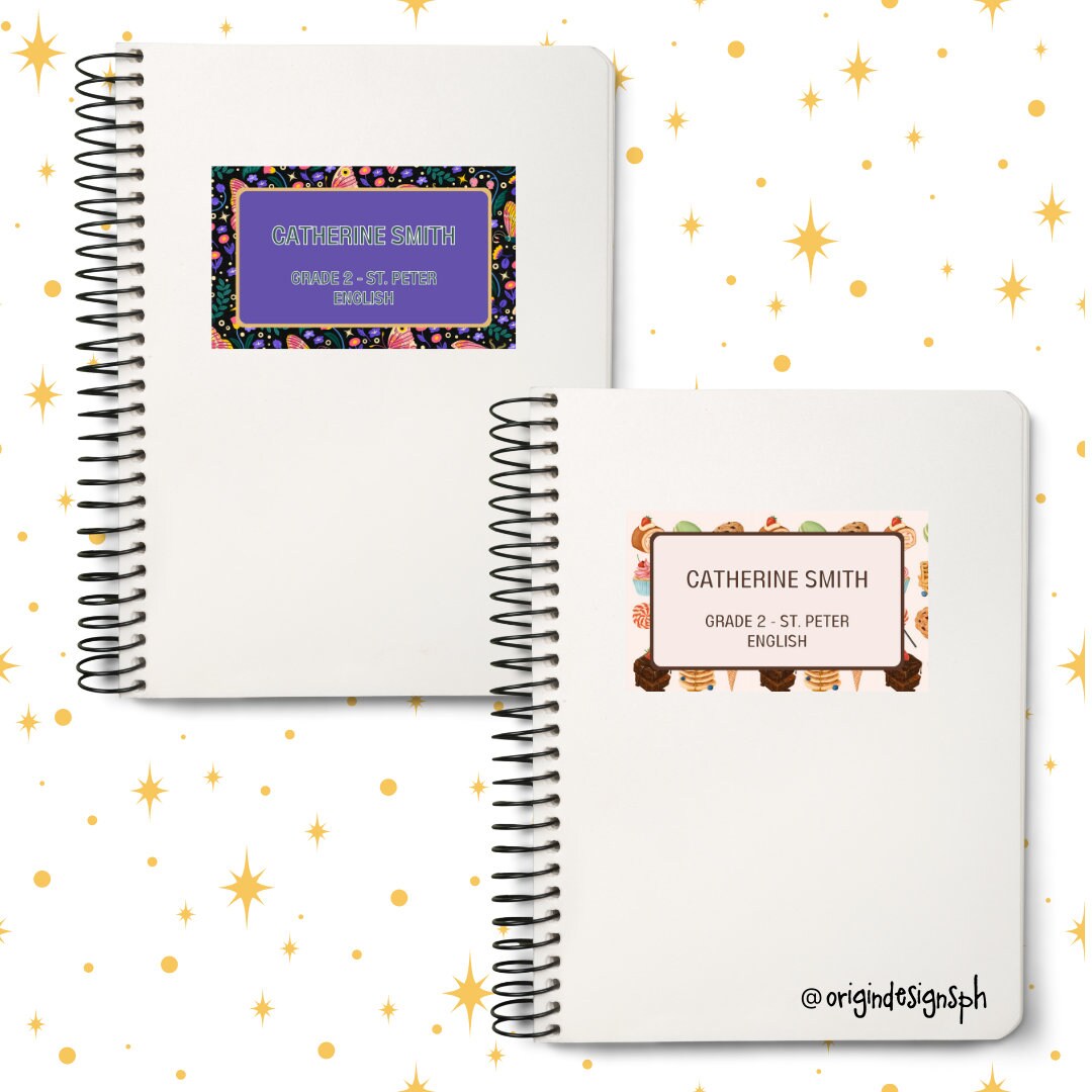 Notebook Name Label Sticker-canva Notebook Label - Etsy