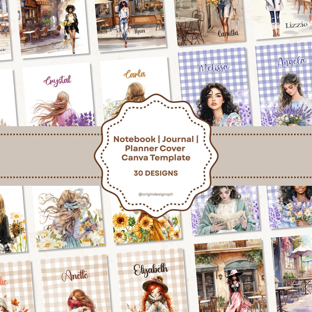 Canva Notebook Cover Template Journal Planner Design Editable ...