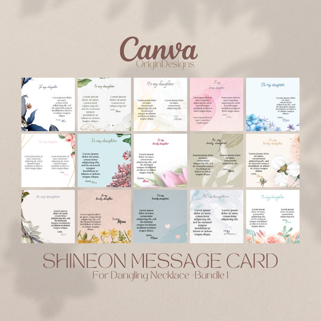 Shineon Message Card Templates-for Edit Message Card for - Etsy UK