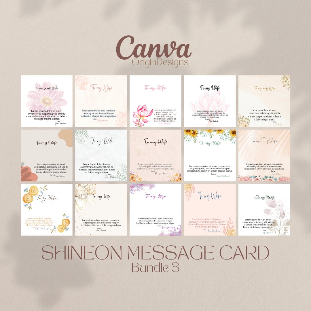 Shineon Message Card Templates-canva Templates-editable Templates ...