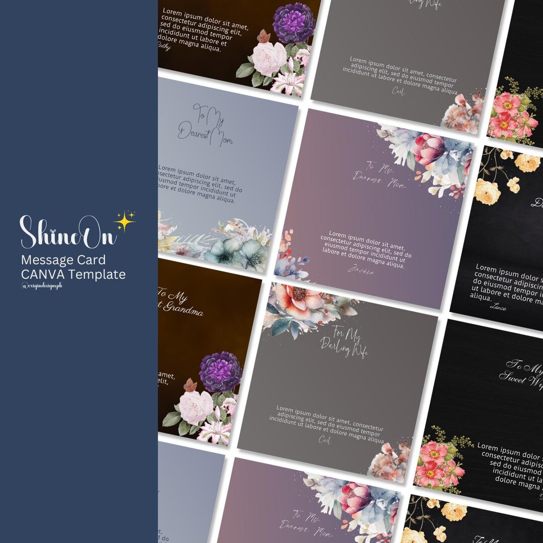 Shineon Message Card Templates-canva Templates-editable Templates ...