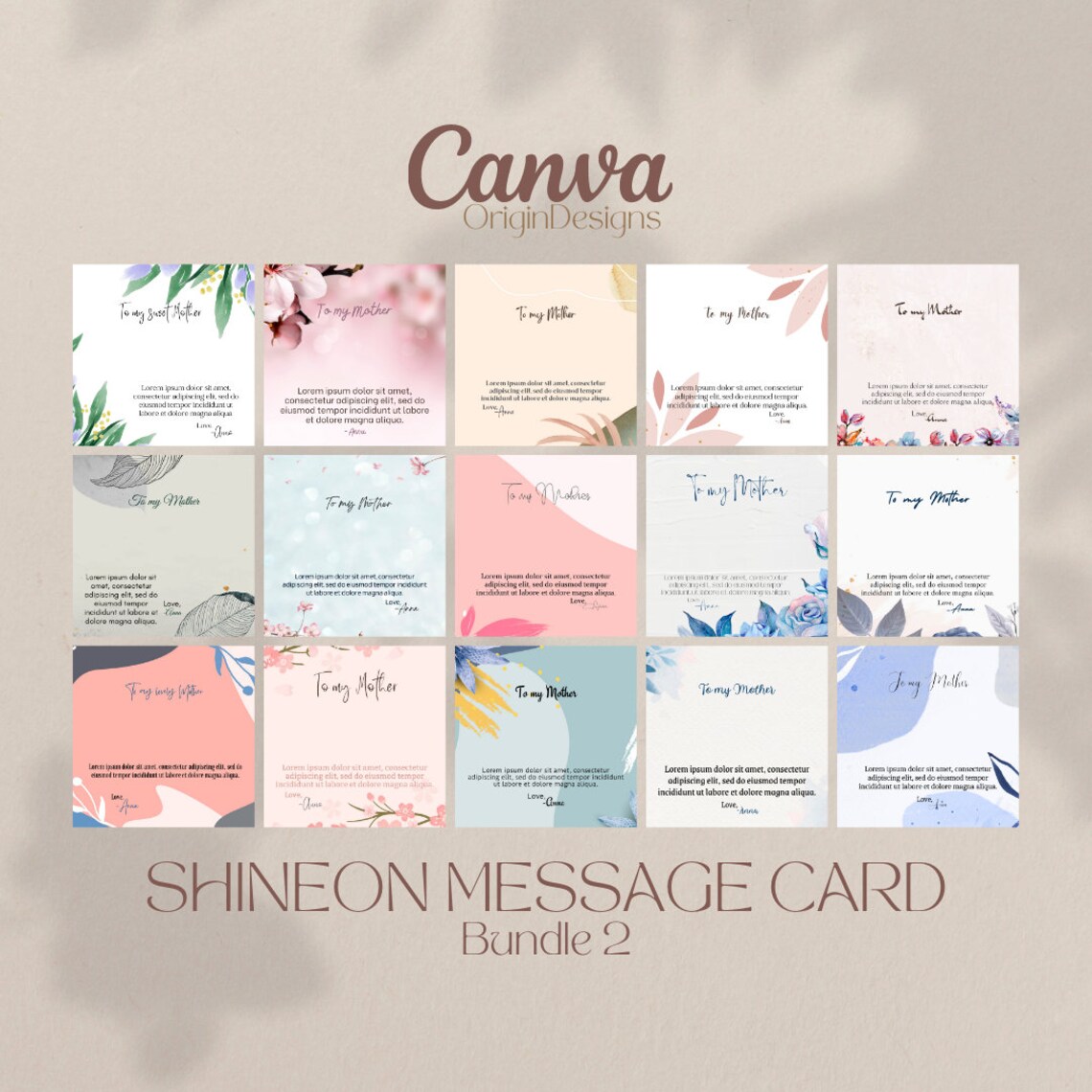Shineon Message Card Templates-canva Templates-editable - Etsy