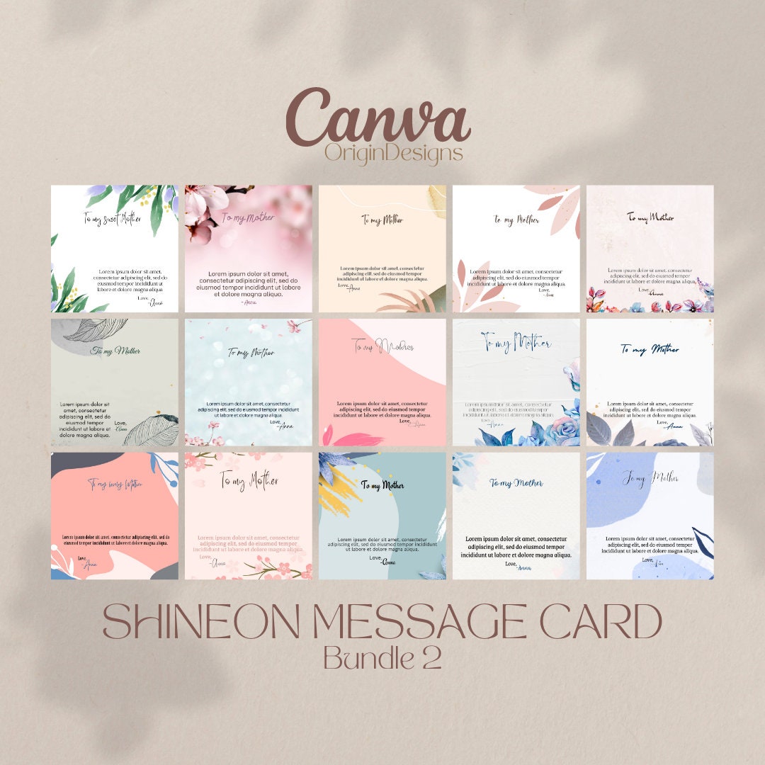 Shineon Message Card Templates-canva Templates-editable - Etsy