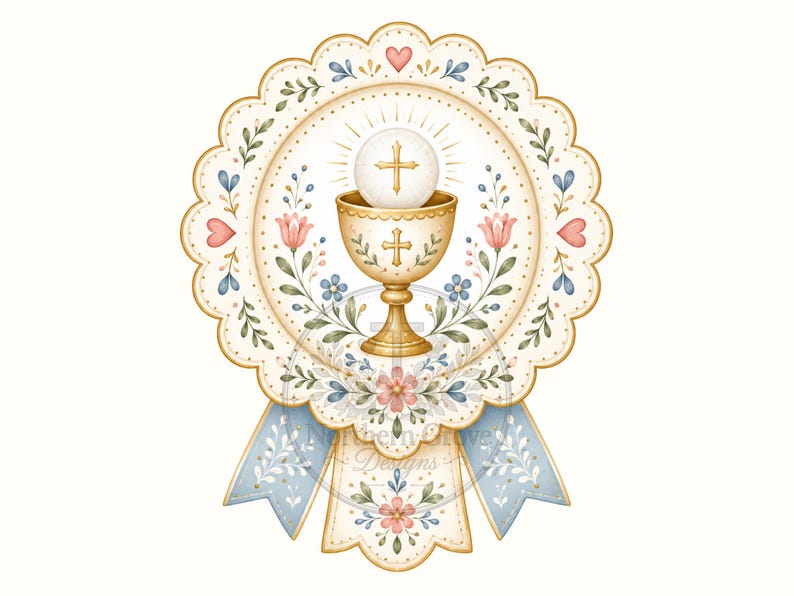 Folk Art First Holy Communion Girl Clipart Set, Catholic (digital ...