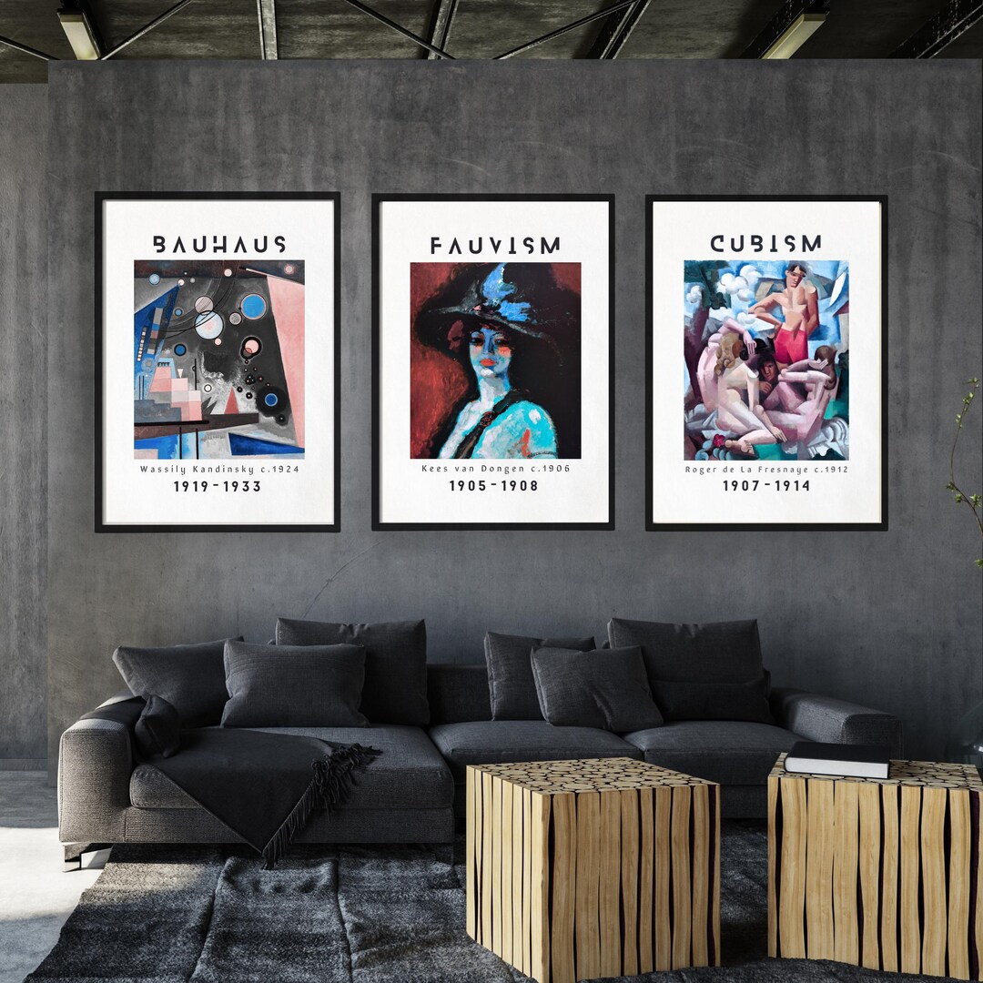Gallery Wall Set With Bauhaus Poster + Cubism + Fauvism - 3 Piece Wall ...
