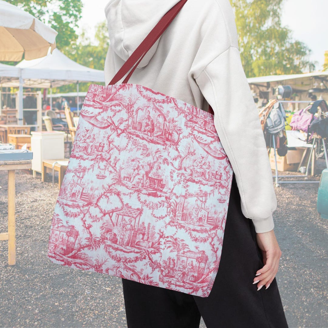 Red 18th-century Chinoiserie Toile Design Tote Bag - Eco-friendly ...