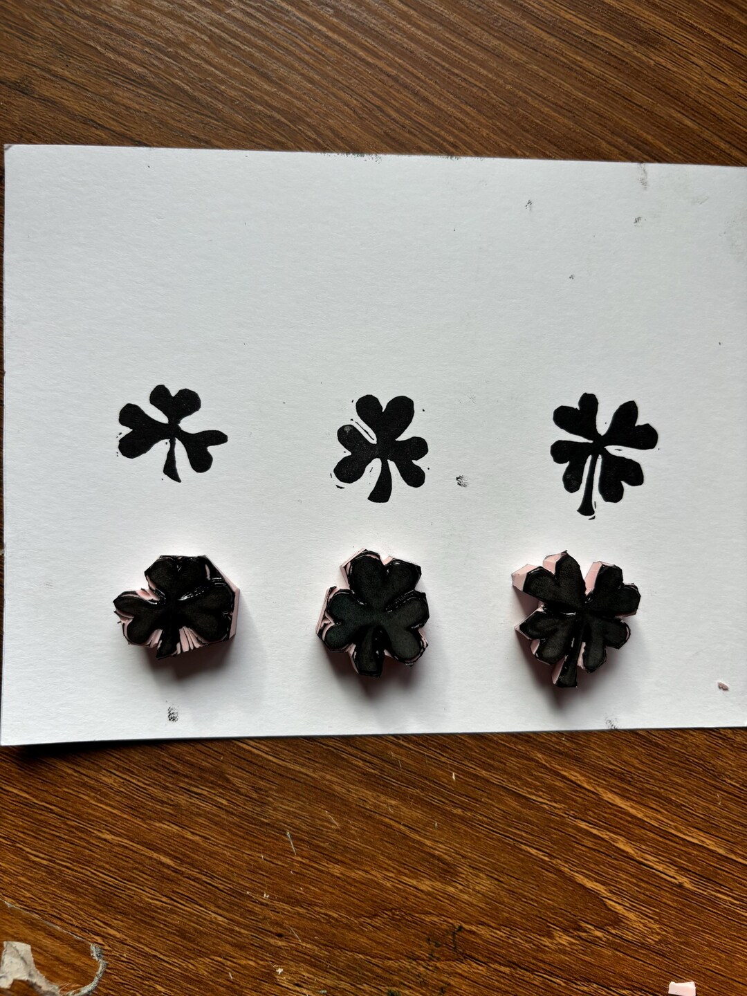 Clover Rubber Stamp – Set of 3 Hand-carved Shamrock Stamps Mounted on ...