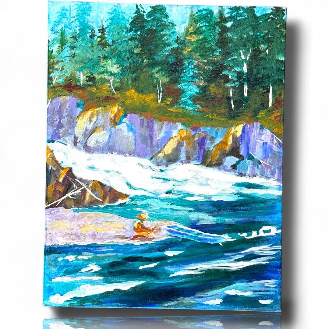 A Artist Signd Painted Canvas Original Impasto Yellowstone National ...