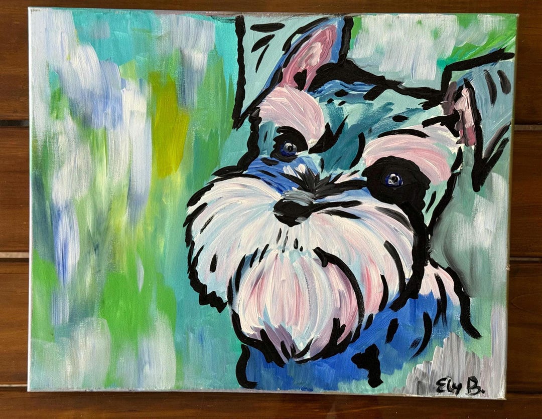 Schnauzer Dog Star Portrait Pop Modern Art Original Painting Canvas ...