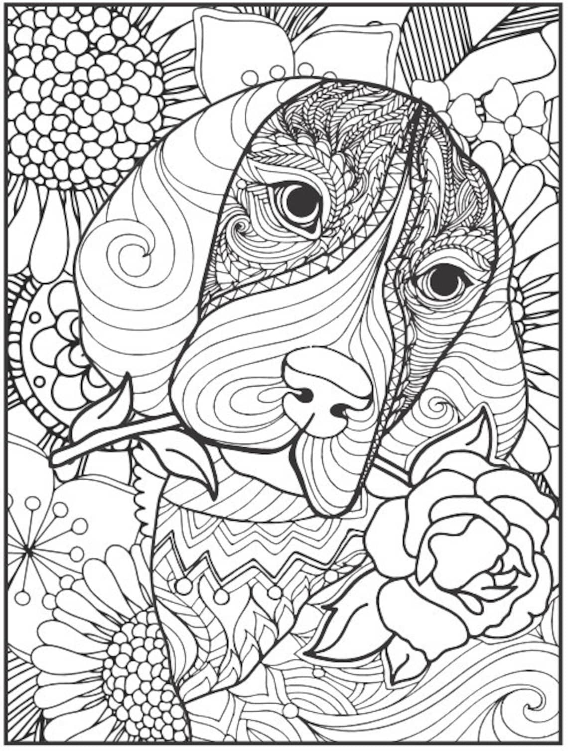 Dogs With Mandalas Adult Coloring Book: Love Dogs Beautiful Cute Dogs ...