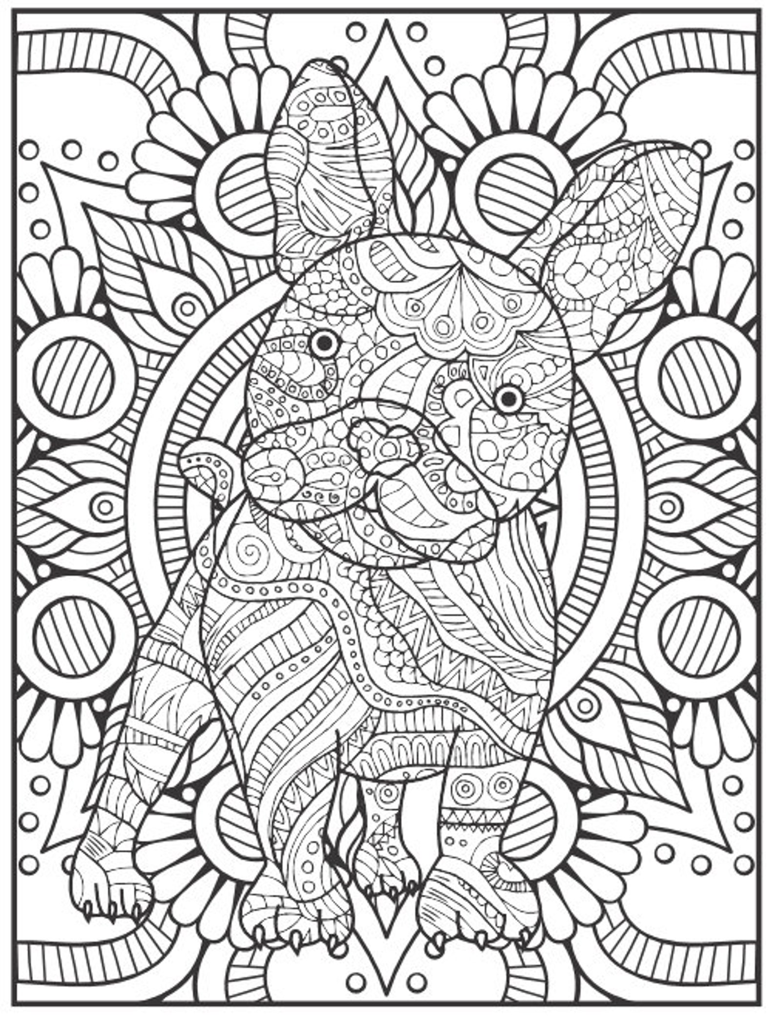 Dogs With Mandalas Adult Coloring Book: Love Dogs Beautiful Cute Dogs ...