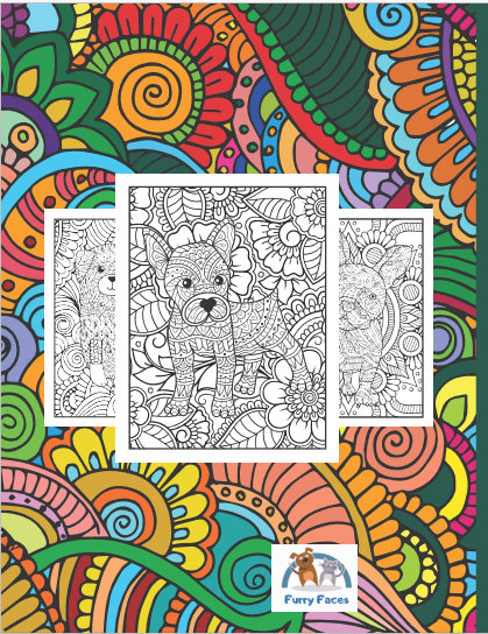 Dogs With Mandalas Adult Coloring Book: Love Dogs Beautiful Cute Dogs ...