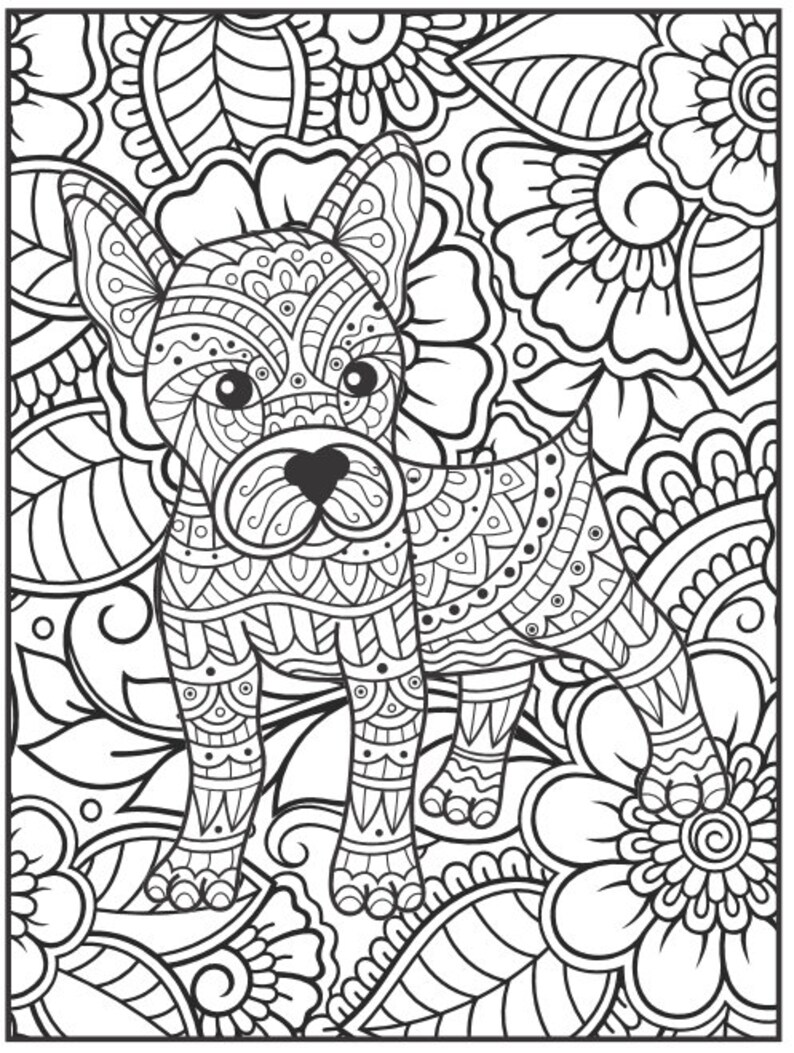 Dogs With Mandalas Adult Coloring Book: Love Dogs Beautiful Cute Dogs ...
