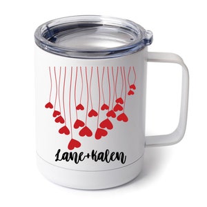 Red Heart Mug Personalized With Names /insulated Cup With Lid ...
