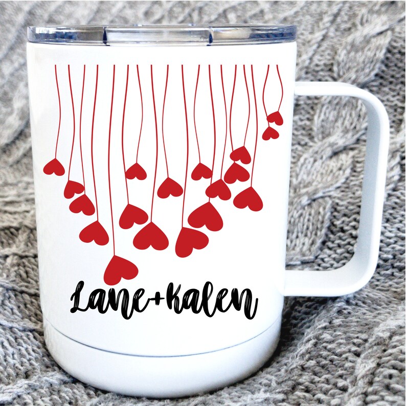 Red Heart Mug Personalized With Names /insulated Cup With Lid ...