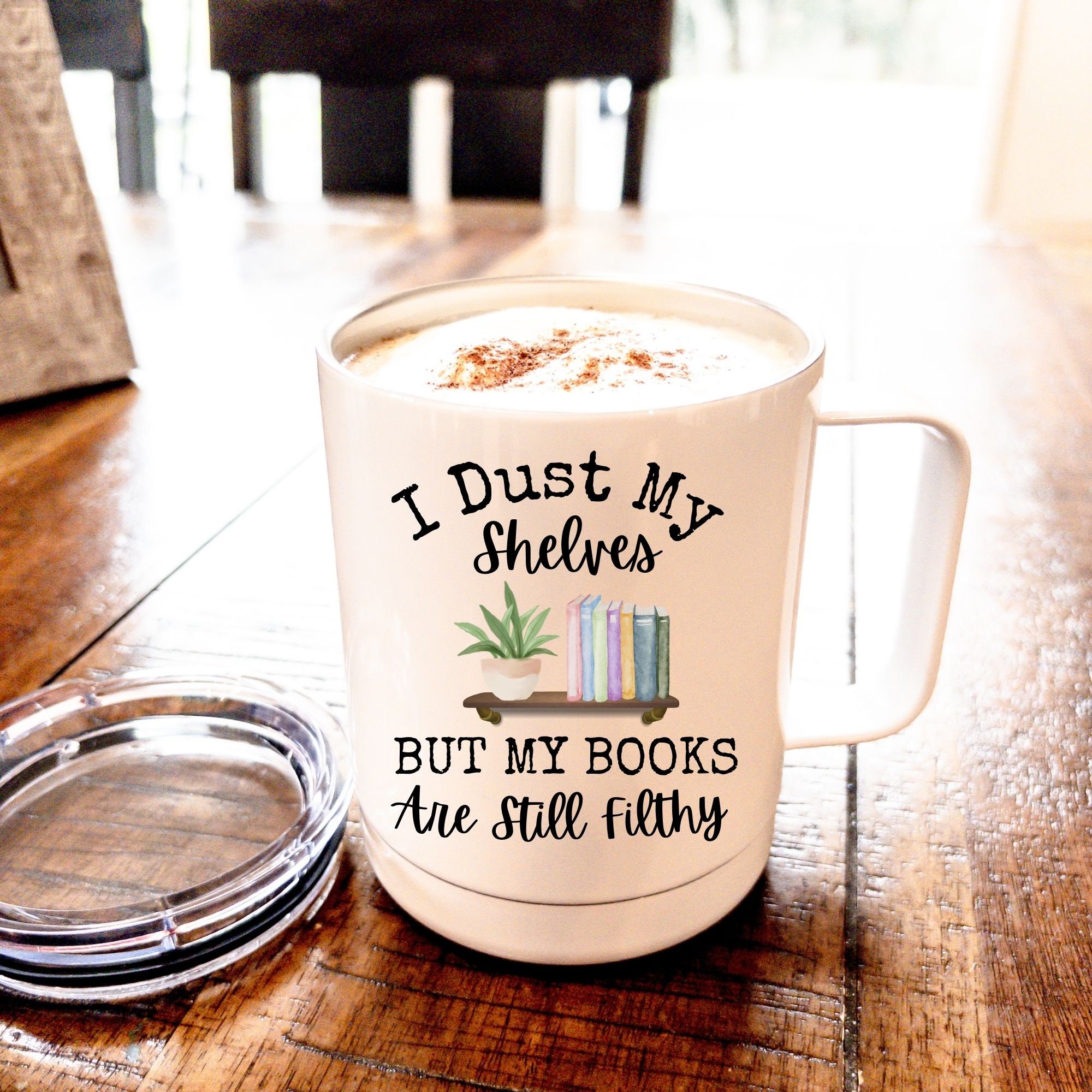 Filthy Books Mug: Insulated Stainless Steel Coffee Mug With Lid - Etsy