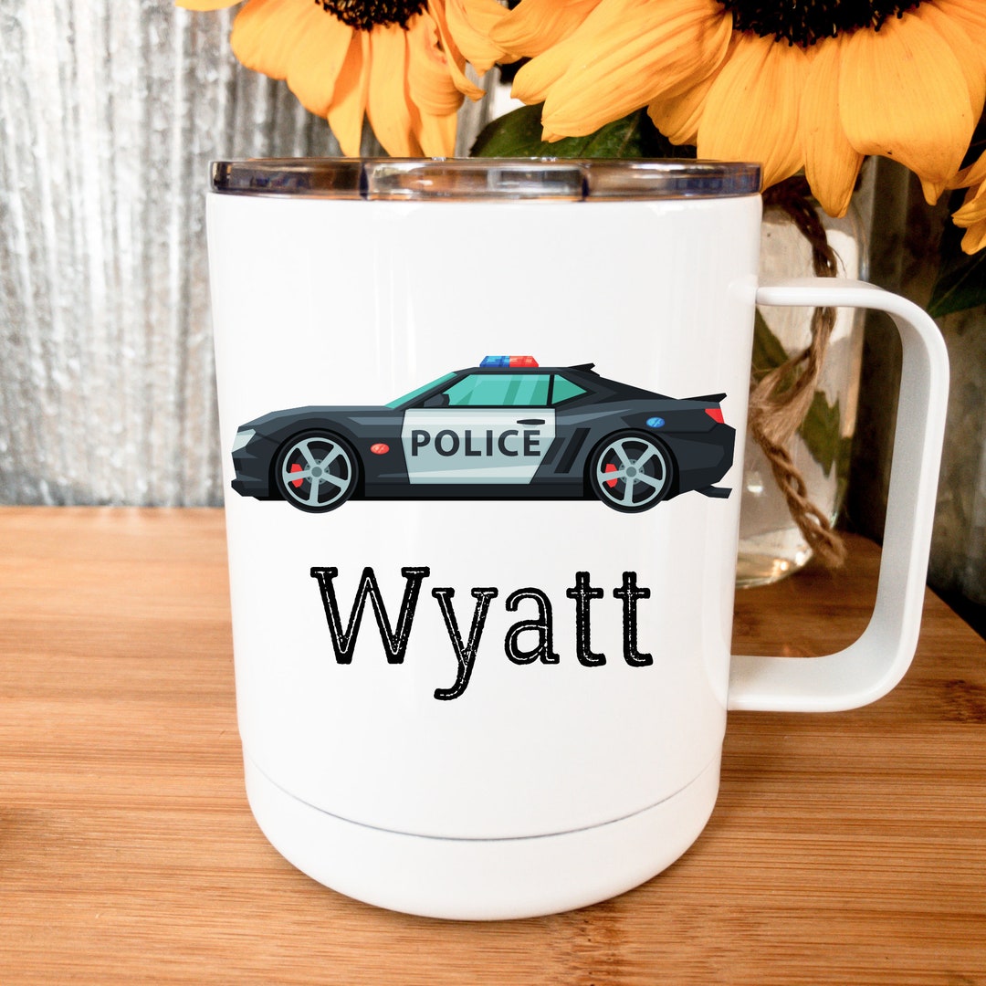Police Car Mug / Insulated With Lid / Personalized Name Gift Idea for ...